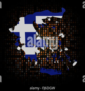 Greece map flag on hex code illustration Stock Photo - Alamy