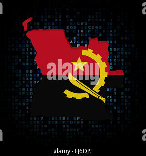 Angola map flag on hex code illustration Stock Photo - Alamy