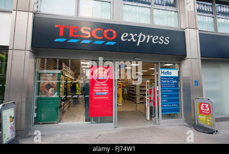 Tesco Express store, shop front exterior entrance, at Royal Victoria ...