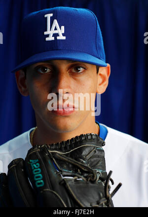 Los Angeles Dodgers pitcher Jose Rodriguez (97) and pitcher Nick Frasso ...