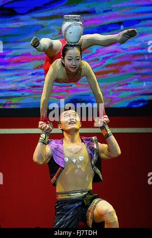 Acrobats of China s Guangdong Acrobatic Troupe perform during the ...
