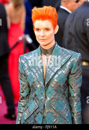 Sandy Powell arrives at the Oscars on Sunday, Feb. 9, 2020, at the ...