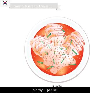 Korean Kimchi - spicy pickled cabbage vegetable flat vector design ...