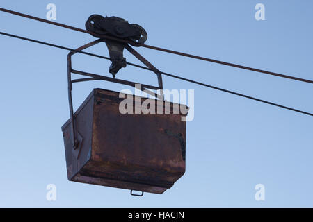 Old cableway to coal transporting in Longyearbyen, Spitsbergen Stock ...