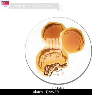 Traditional korean street food sweet pancakes poster. Korean hotteok ...