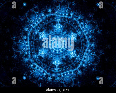 Colorful snow fractal. Winter background with snowflakes forming spiral ...