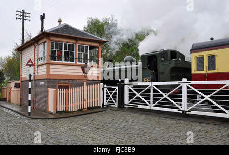 Great Western Railway Radstock North signal box at night with level ...