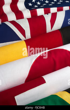 LINE OF NATIONAL FLAGS MADE OF STITCHED COTTON BUNTING Stock Photo - Alamy