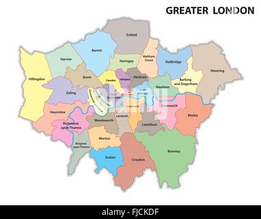 greater london administrative and political map Stock Vector Image ...