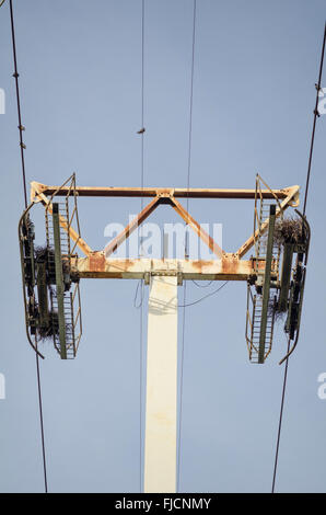 Somewhat weathered and rusty cableway pylon Stock Photo - Alamy