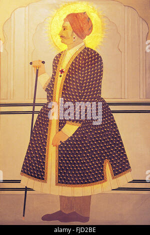 Miniature painting of Maharaja Sawai Jai Singh two Jaipur Stock Photo ...