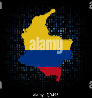 Colombia map flag on hex code illustration Stock Photo - Alamy