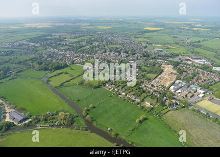 An aerial view of the town of Oundle and surrounding Northamptonshire ...