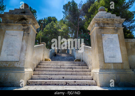 high steps of an ancient staircase that leads to a church Stock Photo ...