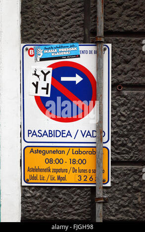 Street sign in the Basque language Euskara in Balmaseda, Basque Country ...