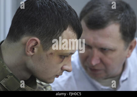 Kiev, Ukraine. 2nd Mar, 2016. The meeting of the Shevchenko Court of restraint for ''Azovtsev ...