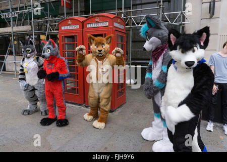 Furries gathering in London, UK. The furry fandom is a subculture ...
