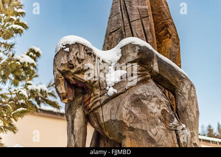 statue of Jesus Christ crucified covered by snow Stock Photo - Alamy