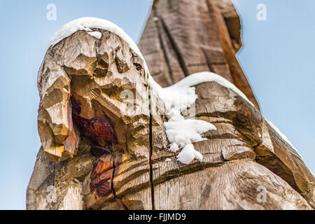 statue of Jesus Christ crucified covered by snow Stock Photo - Alamy
