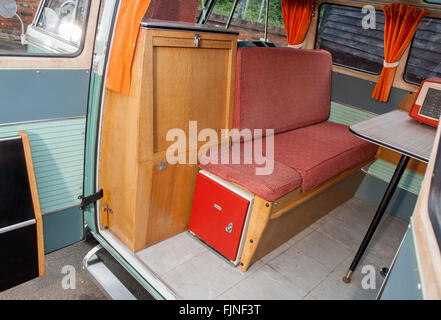 The interior of a vintage VW camper van at the 2016 Classic Vehicle ...