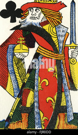 French court cards - clubs / trefles. King (roi) representing Alexander ...