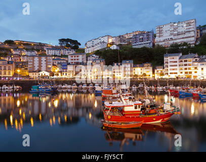 view of the fishing port of Luarca in Asturias, Spain on August 10 ...
