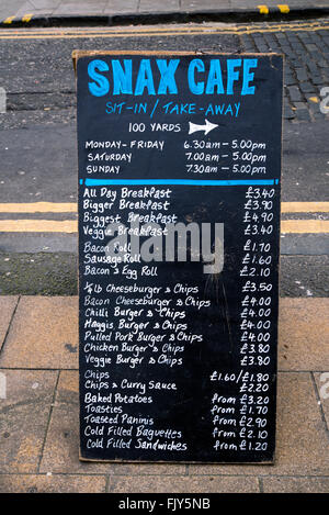 Scottish fast food menu in Glasgow city centre, Scotland, UK Stock ...