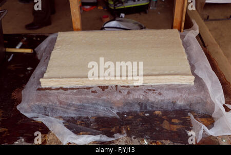 Hand made fresh hemp paper Stock Photo - Alamy