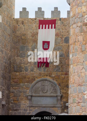 Flags with emblems of the Middle Ages Stock Photo - Alamy