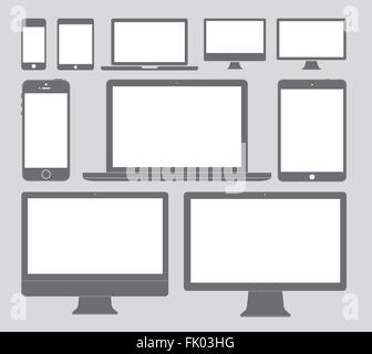Mobile devices shapes, a smartphone and a tablet isolated over white ...