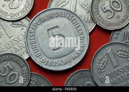 Five Deutsche Mark German Germany banknote funf money 5 DM DEM D-Mark ...