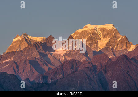 Sunset scene over Hathi and Ghori Parvat, In Garhwal Himalaya ...