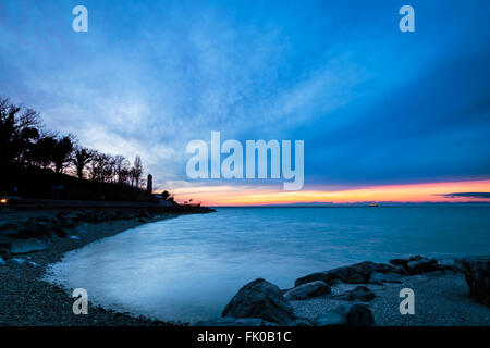 Winter evening from the shore of Muggia, Trieste Gulf Stock Photo - Alamy