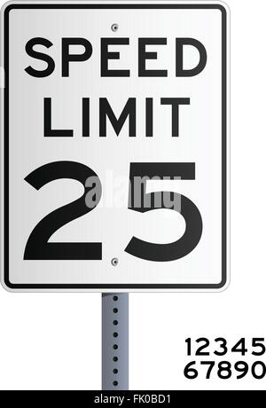 Vector illustration of the American Speed Limit road signs on metallic post (easily editable ...
