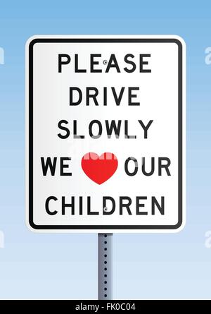 Please Drive Slowly Sign On White Background Stock Vector Image & Art ...