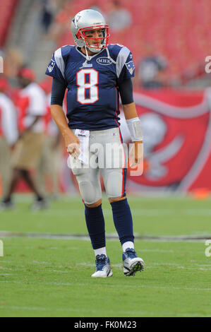 New England Patriots quarterback Brian Hoyer (5) practices before an ...