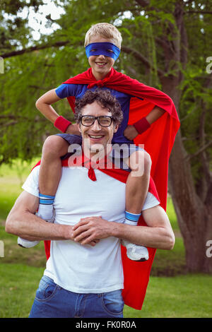 Father and son dressed as superman Stock Photo - Alamy