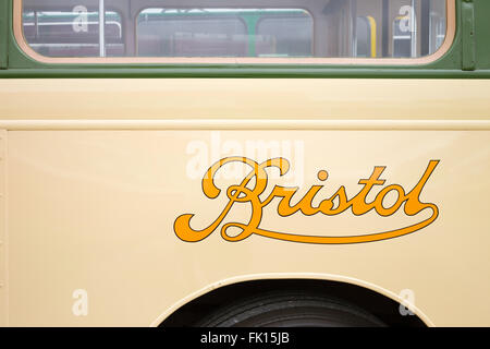 Bristol logo on old vintage classic London doubledecker bus grille ...