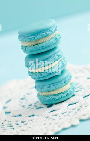 Turquoise macarons with buttercream filling Stock Photo - Alamy