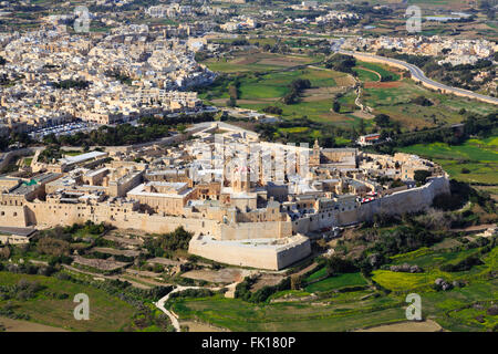 Aerial view of Mdina Medina, fortress town, Malta Stock Photo - Alamy