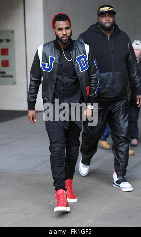 Jason Derulo at the BBC studios wearing a personalised jacket ...