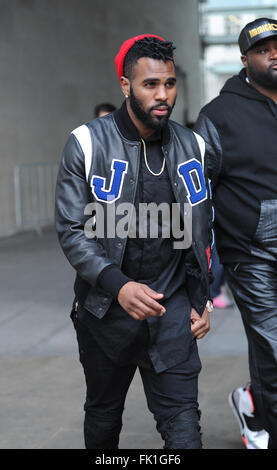 Jason Derulo at the BBC studios wearing a personalised jacket ...