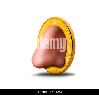 Human nose in the coin Stock Photo - Alamy