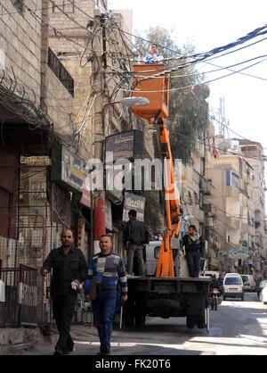 Damascus, Syria. 5th Mar, 2016. A Syrian man shops in the Mazeh-86 area ...