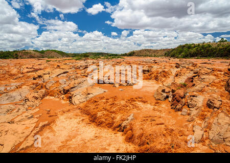 Betsiboka River rapids in rain season with red sediments, Madagascar ...