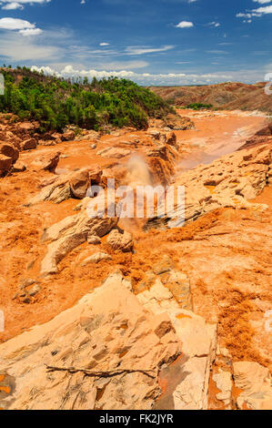Betsiboka River rapids in rain season with red sediments, Madagascar ...
