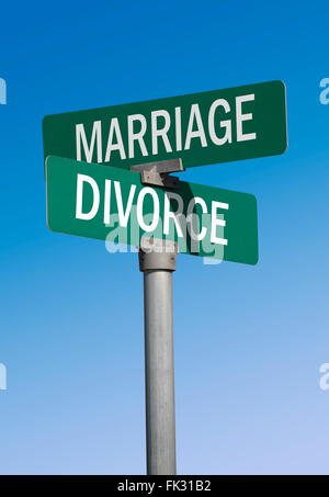 Marriage and Divorce Road Sign Stock Photo - Alamy