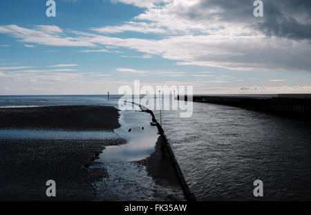 Littlehampton River Arun entrance at low tide with a new sandbar in ...