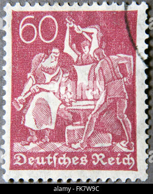 Postage stamp: German Reich, Blacksmith Workers, 1921, 60 pfennig, mint ...