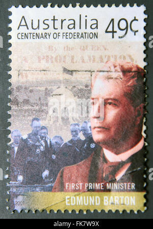 Edmund Barton, first prime minister, postage stamp, Australia, 2001 ...